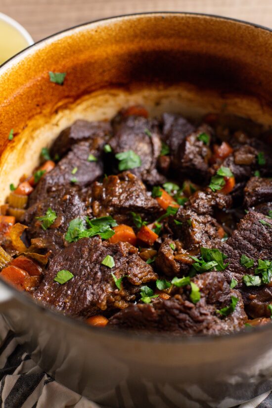 Braised Beef in Red Wine Recipe (One Pot Meal) - Fresh Cup of Joy